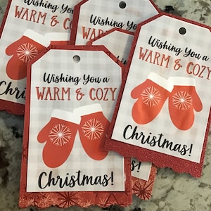 PRINTABLE Wishing You a Warm & Cozy Christmas Mitten Tag Instant ...