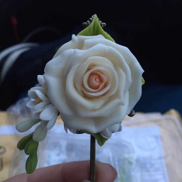 Ivory Rose Flower Bobby Pin - Wedding Bridal Hair Accessories, Floral ...