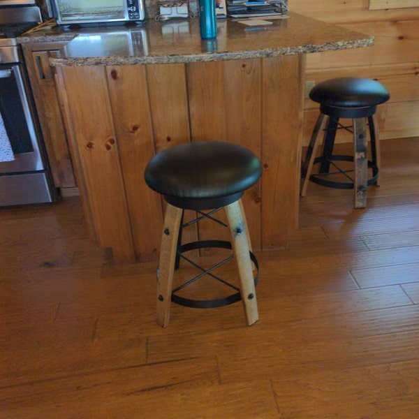 Whiskey Barrel Stave Bar Stools With Cushioned Swivel Seats, FREE ...