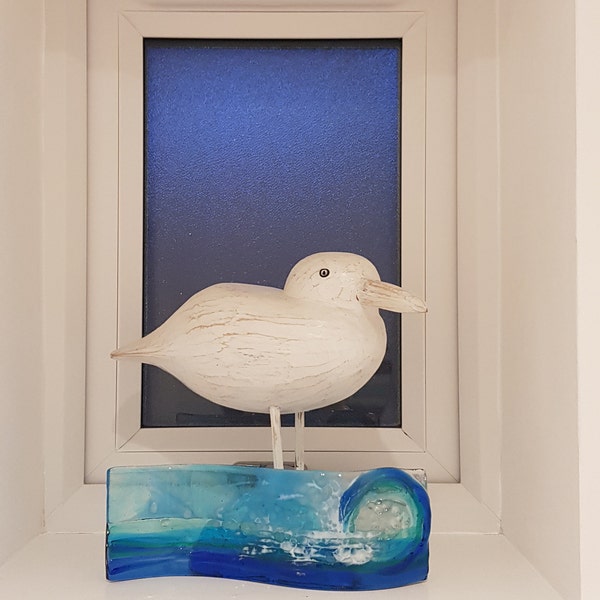 Fused Glass Large Croyde Bay Scene in Wooden Stand. - Etsy UK