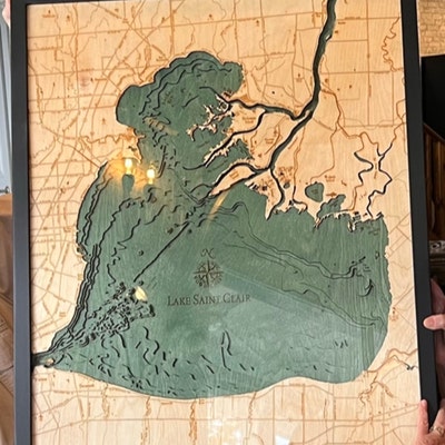 Lake Conroe TX Wood Carved Topographic Depth Chart / Map - Etsy