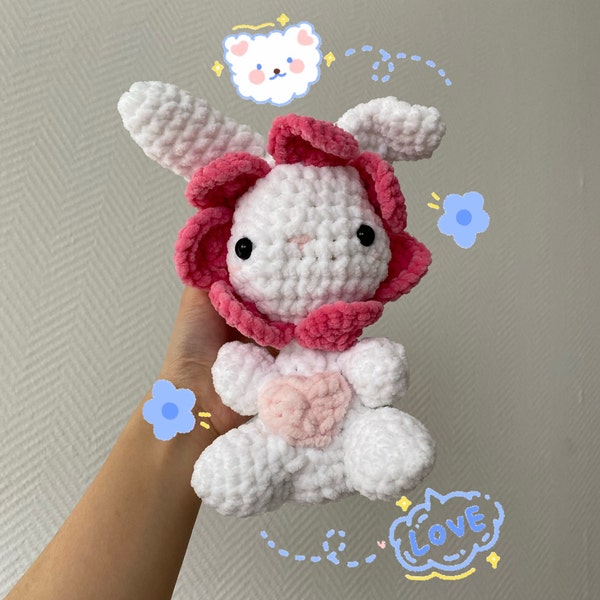 Crochet Flower Bunny Plushie PATTERN!! PDF - Etsy