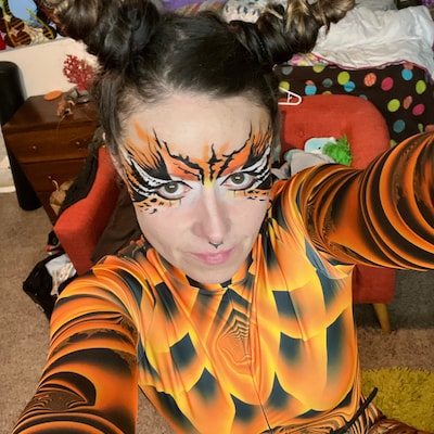 Orange Psychedelic Costume, Optical Illusion Catsuit, Aerial Costume ...