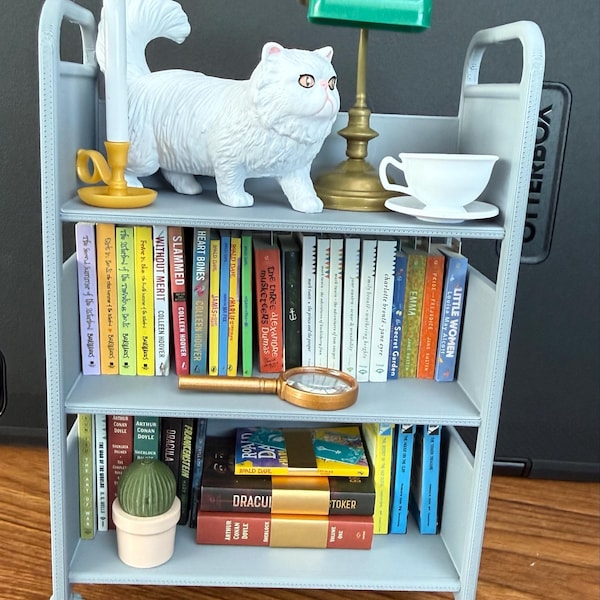 1/6 Scale 3 Shelf Mini Library Cart/ Mini Brands Books / Mini Books ...