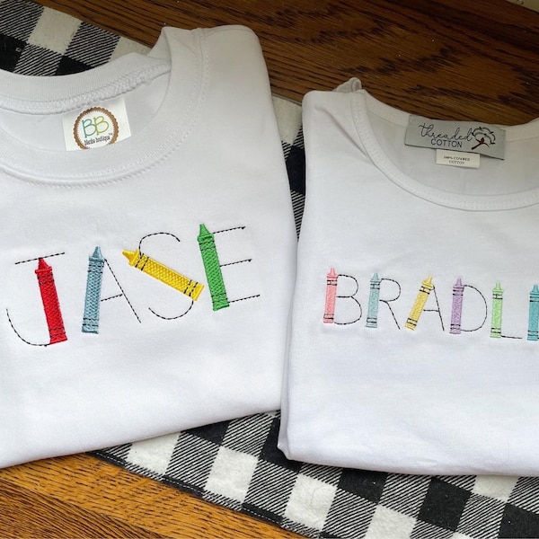 Larger Sizes! Back to School Crayon Bean Stitch Font Vintage Style ...