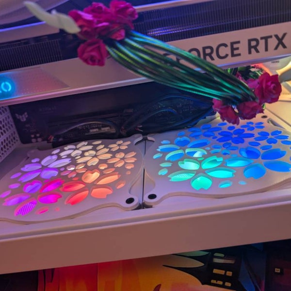 Sakura Cherry Blossom Shower Gaming Computer Artisan Fan Shroud / Grill ...