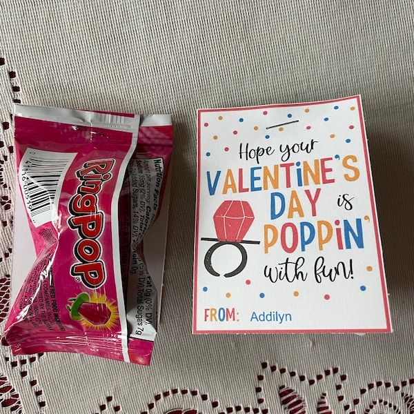 Valentine Ring Pop Candy Gift Tag Printable Kids Classroom Exchange - Etsy