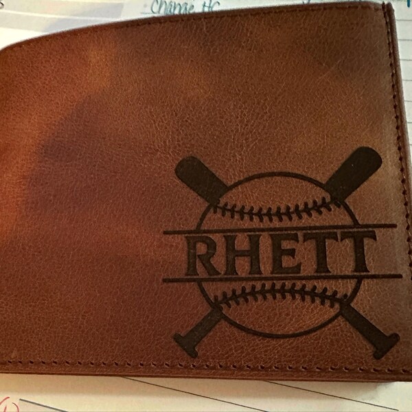 Baseball Wallet, Personalized Leather Wallet for Boys, Custom Wallet ...