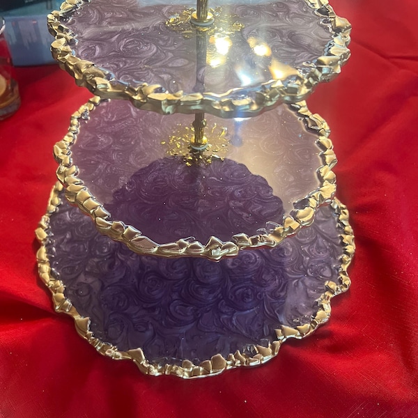 Pink and Pearl Resin Trays/resin Tiered Trays/pink Pearl Cupcake Holder ...