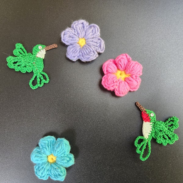 Crochet Pattern, Applique Pattern, HUMMINGBIRDS and Cardinal Climber ...