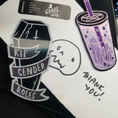 Witch Boba Patch 5 Iron on Embroidered Patch Bubble Tea Crystal Pentacle Pentagram Witchcraft ...