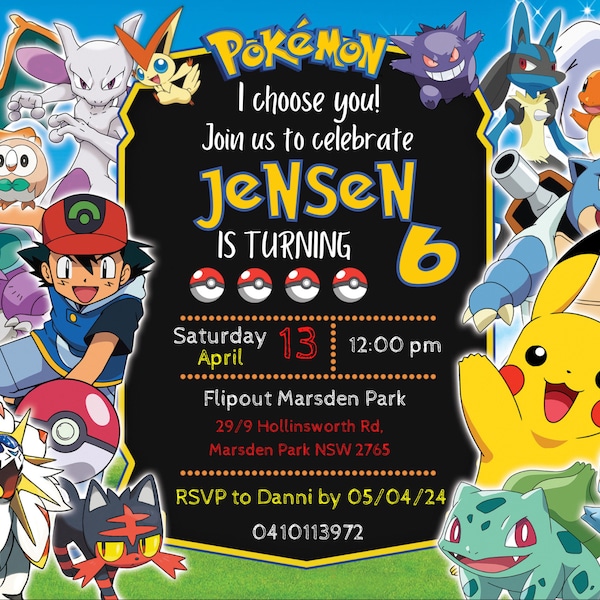 Pokemon Birthday Invitation | Editable Party Invite (digital Download ...