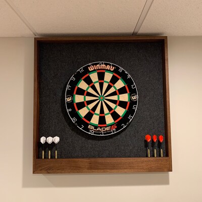 All Black Dart Board Backboard, Oversized 32 X 32 Surround Dartboard ...