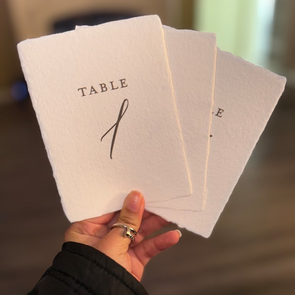 Table Number- Deckled Edge Wedding Table Number - Etsy