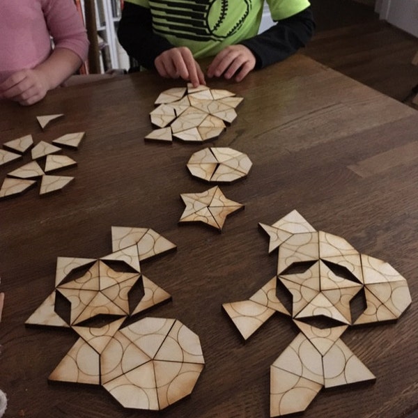 Penrose P2 Arc Tiles, Mathematical Puzzle, Pentagon Puzzle, Tile Puzzle ...