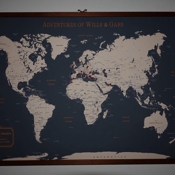 Push Pin World Map, Travel Framed Personalized Map - Etsy