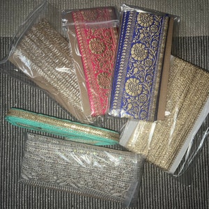 10 Yards Shampion Gold Sequin Embellished Indian Zari Pankhi Scallop ...