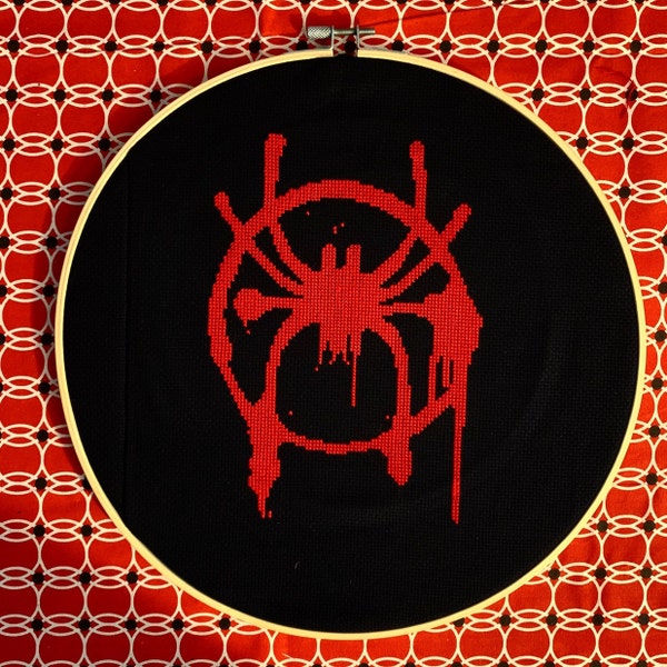 Miles Morales Spider-man Spider-verse Large Symbol Cross Stitch Pattern ...