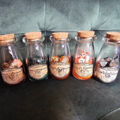 Alchemist Fire Dnd Potion Bottle Dice Set Red and Black Polyhedral Set ...