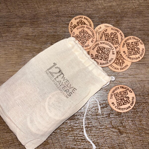 Custom QR Code Wood 1.5" Tokens | Social Media Icons - Etsy