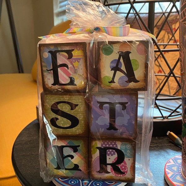MADE TO Order-easter Wood Blocks, Easter Tier Tray Decor, Spring Decor ...