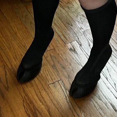 BLACK Creature Feet Unisex Cloven Hoof Shoes With Thigh High Leggings ...