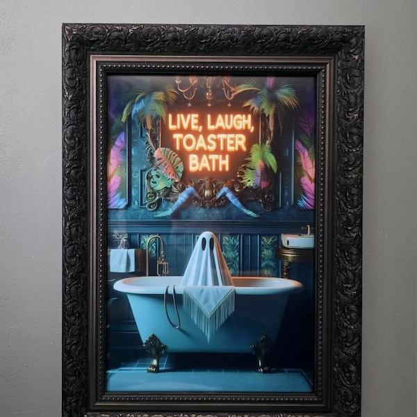 Live, Laugh, Toaster Bath - Tropical Gothic Bathroom Decor, Funny Ghost ...