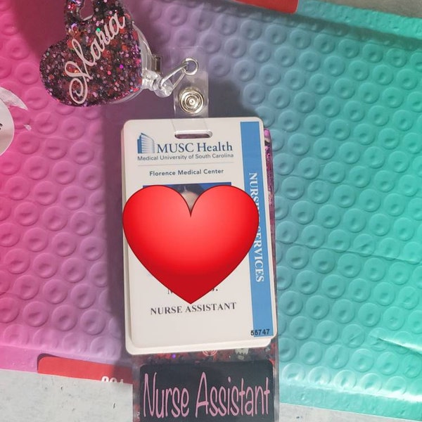 Custom Badge Buddy for Nurse Gifts, Teacher Glitter Badge, Custom Name ...