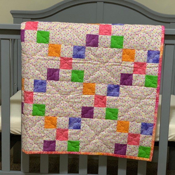 Blue Gray Rectangles Baby Quilt - Etsy