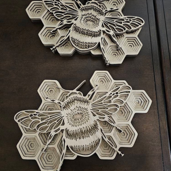 Bees on Honeycombs 3D Mandala Svg Files, Multilayer Panel for Laser ...
