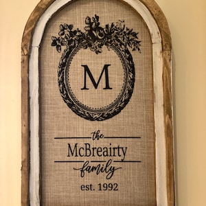 Monogram Wall Art Arch Window Frame Personalized Gift Custom Farmhouse ...