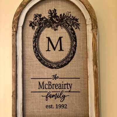 Monogram Wall Art Arch Window Frame Personalized Gift Custom Farmhouse ...