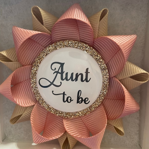 Auntie to Be Pin, Personalized Baby Shower Decorations, Dusty Rose and ...