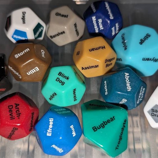 RPG Random Encounter Dice Complete Set of 13 (12 + Master Die) - Summon ...