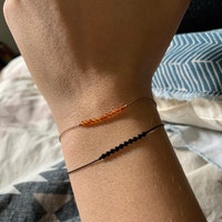 Friendship Bracelet Multi Bead and Stone Reminder Bracelet on Light Pink Silk - Etsy Canada