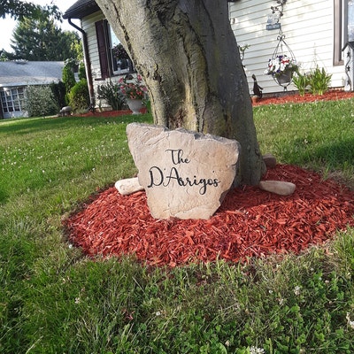 Family Name Stone Engraved Rock Personalized Garden Stone House Entry ...