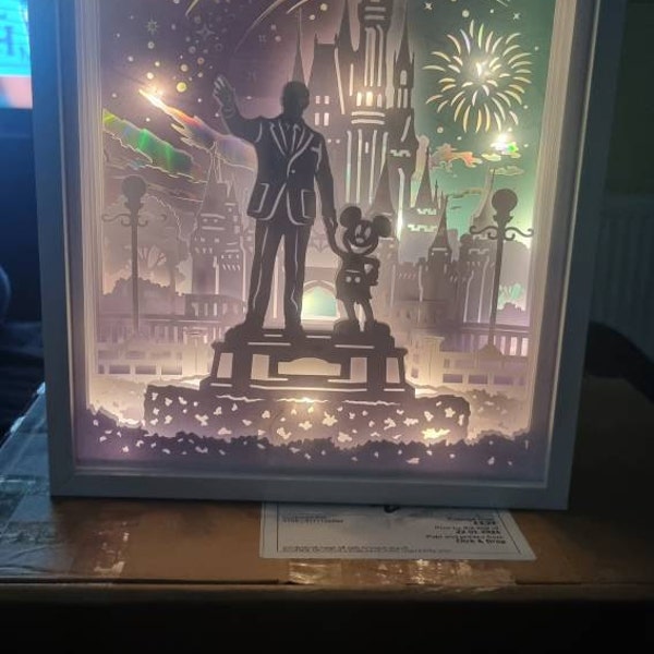 Woodland Deer in Moonlight 3D Light up Shadow Box Set in High Quality 9 ...