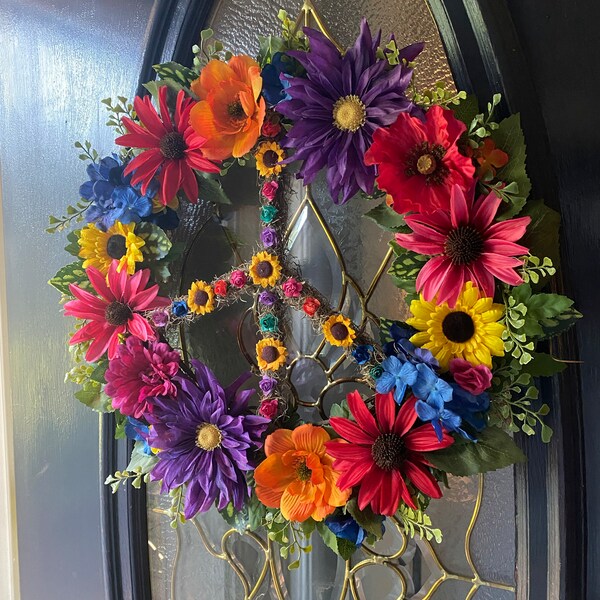 18" Bright Peace Sign Wreath - Etsy