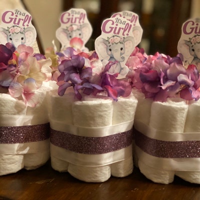 Peanut Elephant Centrepiece With Floral Crown for Baby Girl Shower in ...