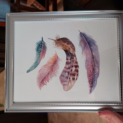 Bohemian Feather Stack Posterboho Stylebohemian Decorboho Wall ...