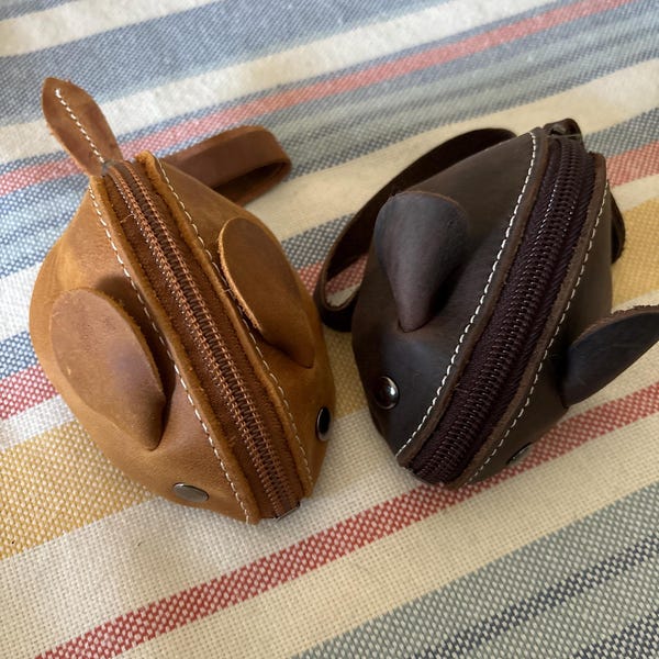Personalized Mouse Coin Purse, Leather Coin Purse, Coin Purse Key Case ...