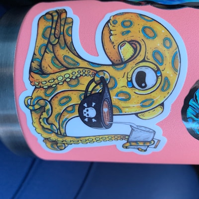 Octonation Octopus Sticker Pack 5 Stickers Same Design - Etsy