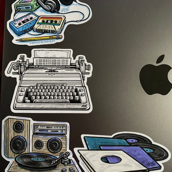 Stack of Vinyl Records - Audiophile Music Sticker - Water Resistant ...