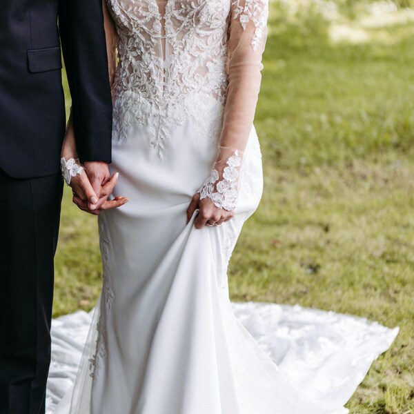 Long Fingerless Lace Gloves, Ivory Wedding Sleeves, Detachable Lace ...