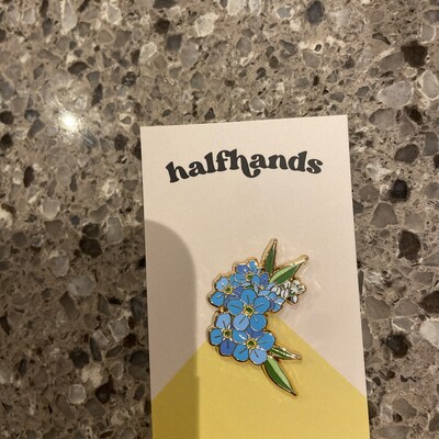 Forget Me Not Pin, Botanical Enamel Pin, Blue Flower Artwork, Original ...