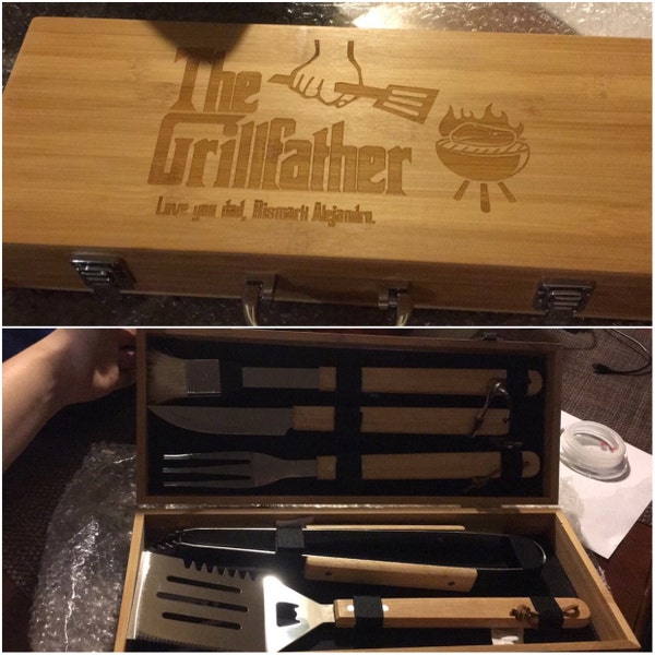 Personalized Grill Master Bamboo 5 Piece BBQ Gift Set - Father's Day ...