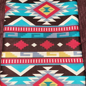 Tribal Turquoise Fabric, Western Aztec Fabric, Fabric by the Yard, Fat ...