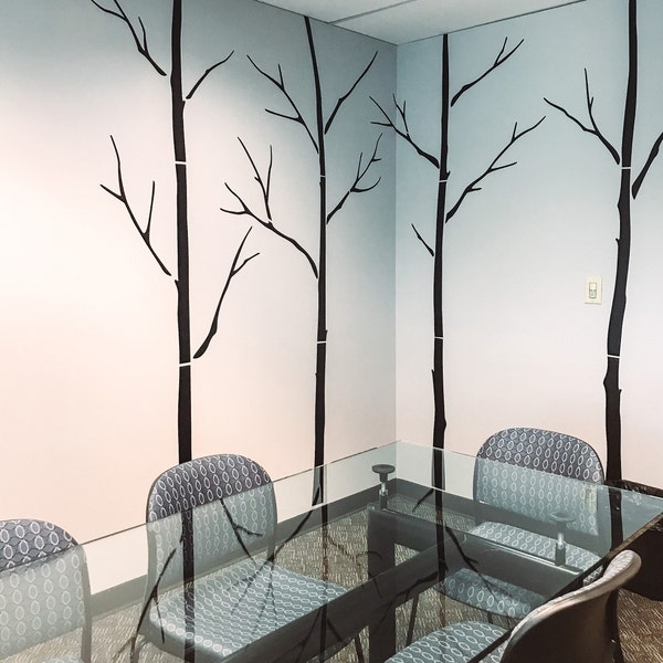 Large Winter Tree Wall Decal Set: Living Room Decor - Etsy