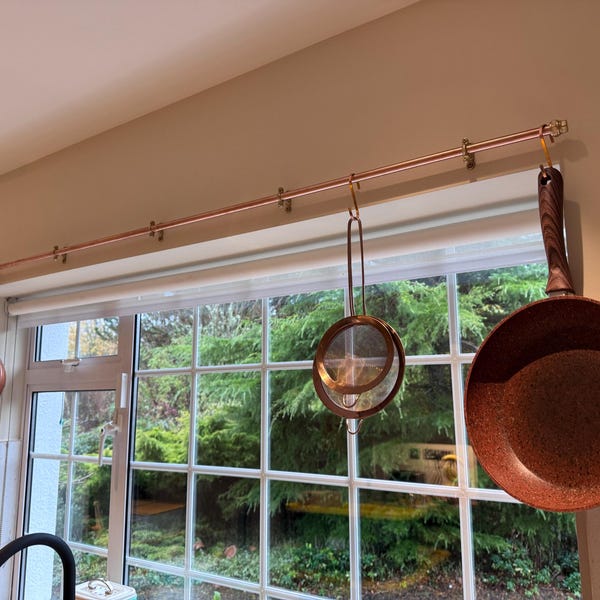 Handmade Copper and Brass Pot and Pan Rack, Copper Rails, Copper ...
