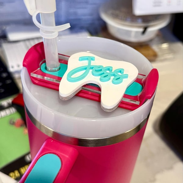 Personalized Tooth Name Plate: Acrylic Stanley Tumbler Tag - Etsy
